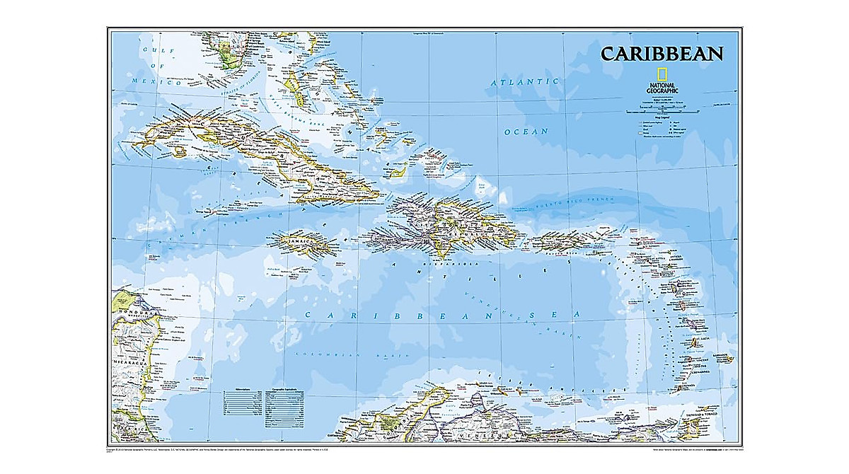 Explore the National Geographic Caribbean Wall Map