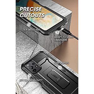 SUPCASE Unicorn Beetle Pro Case for Samsung Galaxy A23 4G/5G (2022), Full-Body Rugged Belt-Clip & Kickstand Case with Built-in Screen Protector (Black)