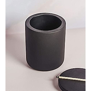 Iron Lily Home Décor Multipurpose Handmade Matte Cylinder Shape Concrete Candle Jar Holder, 14 oz (Black)