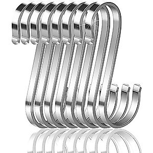 S-Shaped Hooks Heavy Duty 12 Packs,304 Stainless Steel Hook,Multi-Functional Flat Hook,S Hook,Hooks Closet,Hooks Plants,Hooks for Hanging Pot,Pan,Cups, Plants,Bags, Jeans,Towels (12, XX-Large)
