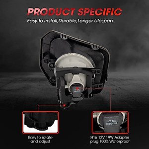 WEZEMLIGHT Fog Lights Lamps Replacement for 2016-2020 Toyota Tacoma(Fits SR, SR5 Model Only) with H16 12V 19W Halogen Bulbs With Black Bezel (Clear Lens) L+R