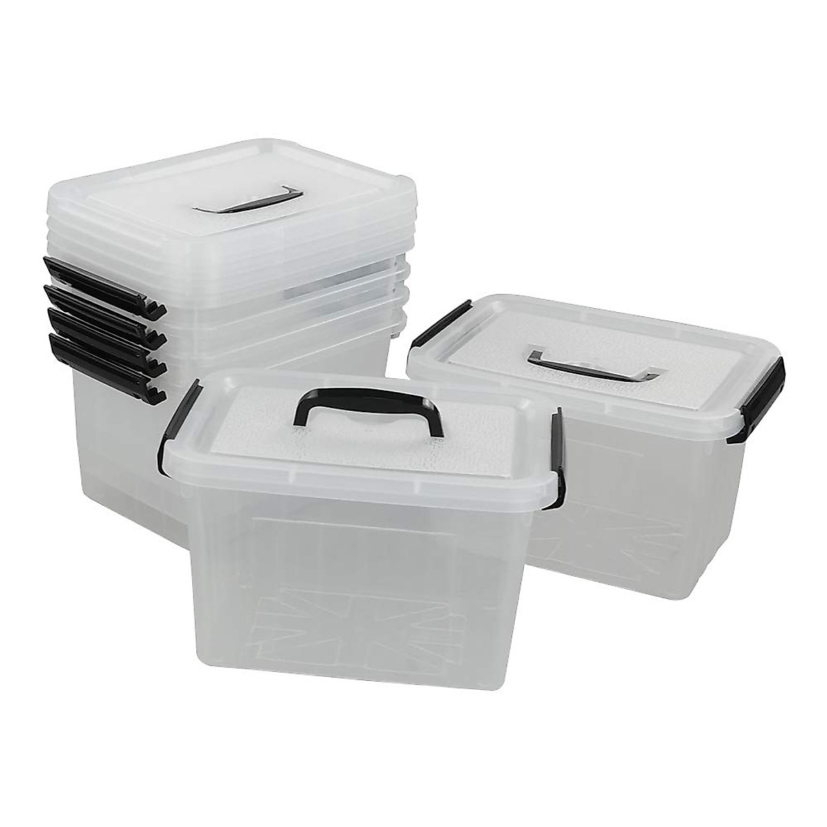 Asking 6 Quart Plastic Storage Box with Handle, 6-Pack, F