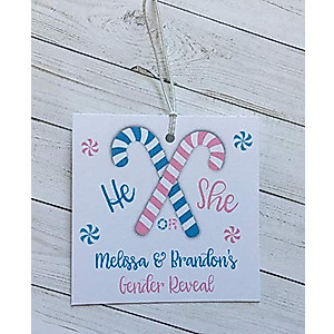Candy Cane Gender Reveal Stickers, Personalized Party Favor Labels, Christmas Themed Baby Shower, Choice of Pack Size
