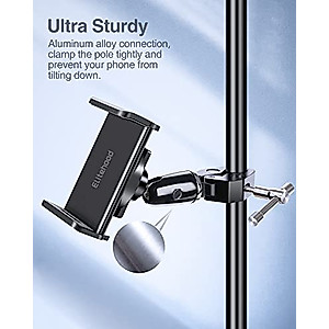 Elitehood 360° Swivel Tilt Mic Stand Phone Holder, Adjustable Phone Mount for Music Boom Mic Microphone Stand, Mic Stand iPhone Holder with Metal Clamp Mount for all iPhone, Android Cell Phone