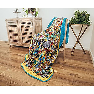 The Simpsons Oversized Fleece Throw Blanket With Blue Sherpa Backing | Plush Soft Polyester Cover For Sofa and Bed, Cozy Home Decor, Luxury Room Essentials | Cartoon Comedy Gifts | 49 x 72 Inches