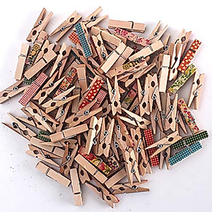 Z ZICOME Mini Wooden Clothespins Photo Paper Peg Craft Clips, 100 Pack
