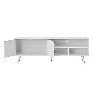 Panana 62.99" TV Stand Television Stands TV Console Unit with 3 Open Cubby and 2 Doors for Living Room Bedroom for TVs up to 70 Inches, White