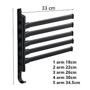 CHUNYU Bathroom Aluminum Towel Rack Rail Holder Black Swivel Rotating Hand Towel Bars Racks Wall Hanger Fixture Space Saving Hardware (Color : 4, Size