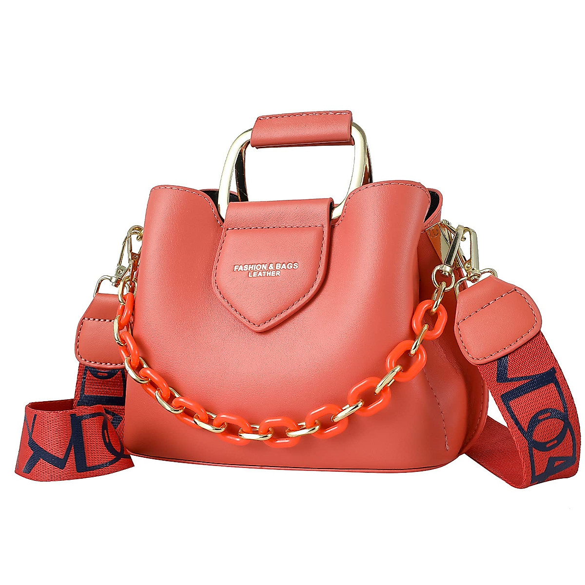 Qiayime women's Fashion shoulder handbags purses PU Leather Top Handle satchel Tote Crossbody Bag (Orange)