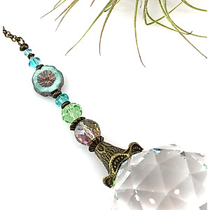 Elegant Handmade Crystal SunCatcher (40mm) Crystal Hanging for Windows, Garden, Gift, Family, Friends, Mom, Aunt, Grandma (Qty of 1, Length: 18 inches) | 2 Dirty Birds Boutique