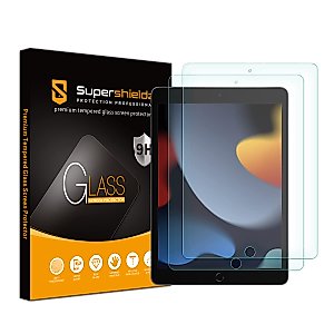 Supershieldz (2 Pack Designed for iPad 10.2 inch (9th/8th/7th Generation, 2021/2020/2019) Screen Protector, (Tempered Glass) Anti Scratch, Bubble Free