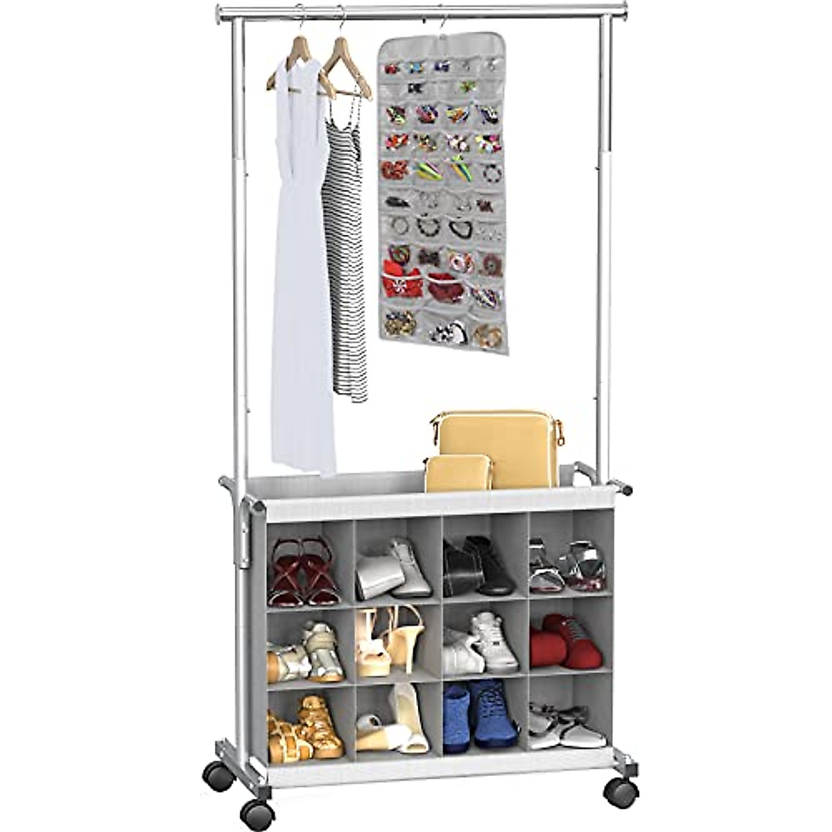 Simple Houseware Hanging Jewelry Organizer 80 Pocket, Grey