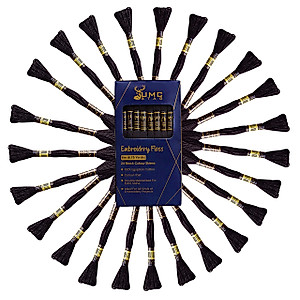 UMC STAG 24 Pieces Black Colour Premium Embroidery Floss| 100% Egyptian Cotton Premium Skeins | Cross Stitch Embroidery Thread | Oeko TEX Certified Stranded Cotton | Perfect for Arts & Crafts