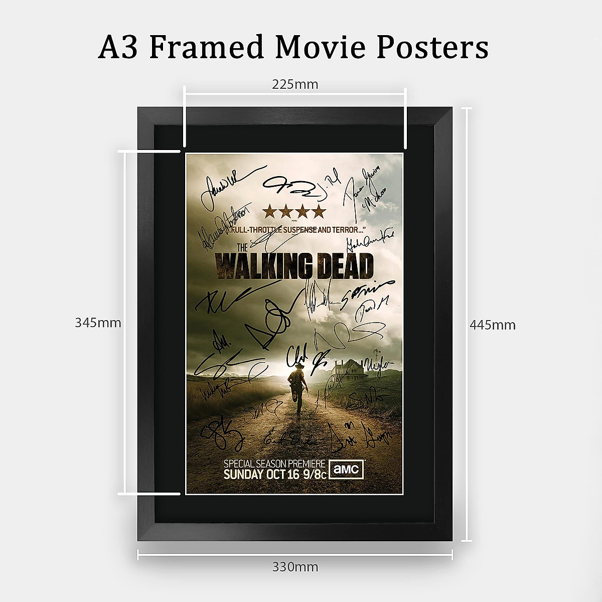 HWC Trading The Walking Dead TV Series Poster The Cast Signed 16" x 12" Framed Gift Printed Autograph Film Print Photo Picture Display - 16 x 12 Inches Framed