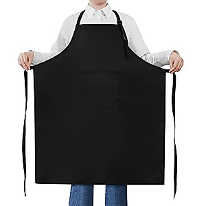 ROTANET Extra Large Aprons for Men Adjustable Bib Aprons with pocket Cooking Kitchen Bbq Grilling Big Apron for Women Chef Water & Oil Resistant Black