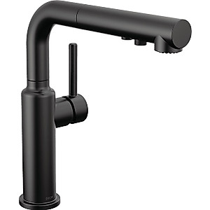 Delta Faucet Daneri Pull-Out Kitchen Faucet, Black Kitchen Faucets with Pull-Out Sprayer, Kitchen Sink Faucet, Faucet for Kitchen Sink with Magnetic Docking, Matte Black 16879-BL-DST