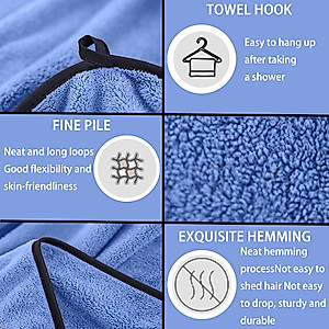 NEYLIM Luxurious Jumbo Bath Sheet,35x70 inches Extra Large Bath Towel Sheets, Quicker to Dry, Super Absorbent, Oversized BathBathroom Towels, Will not Fade and Drop Hairs(Pack of 2) (Blue Bath Towel)