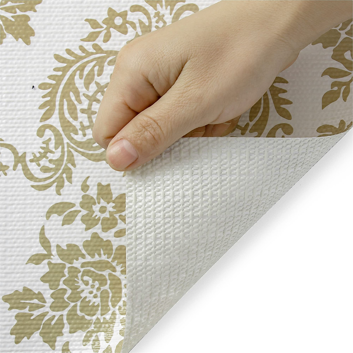 Dwellaid Shelf Liner 18inch Wide for Kitchen Cabinets Non Adhesive Gold 18inx8FT Kitchen Drawer Liner, Waterproof Shelf Liner Durable Anti-Slip for Kitchen Cabinets Shelf Liners for Kitchen Cabinets