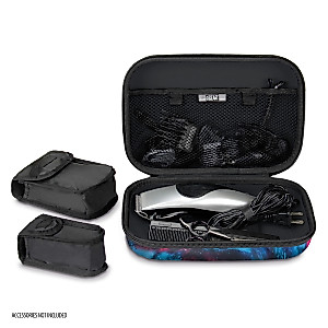 USA GEAR 10 Inch Hard Shell Hair Clipper Case - Barber Clipper Case Compatible with Wahl Clippers, Surker Hair Clippers, Andis Trimmer, Oster Hair Trimmer, Philips Barber Clippers, and More - Galaxy
