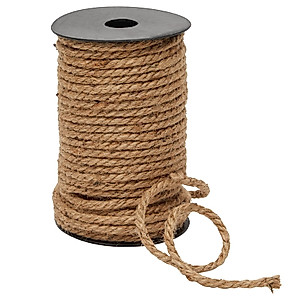 100 Feet Twisted Nautical Rope for Crafts, Thick Hemp Jute Twine, Brown (5mm)