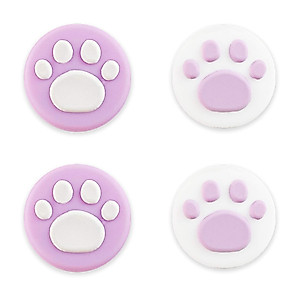 BelugaDesign Paw Thumb Grip Caps | Compatible with Nintendo Switch Standard Lite OLED | Cute Kawaii Animal Joystick Cap, Soft Silicone Cover for Controller | Pack of 4 (Purple)