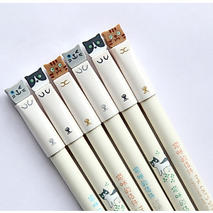 GANSSIA Colorful Cats Design 0.38mm Gel Pens Black Ink Pen Pack of 6 PCS