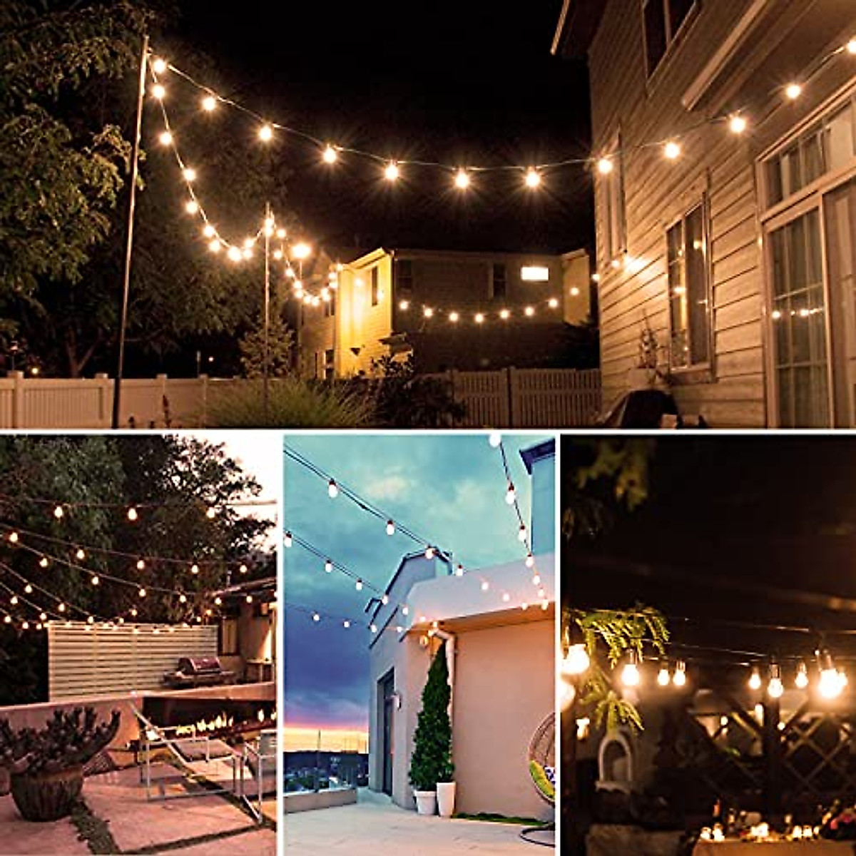 alitade 96FT LED Outdoor String Lights with Dimmer & Timer, Shatterproof IP65 Outdoor Lights for Patio Lights Outdoor Waterproof, Outside Lights for Outdoor Lighting, Hanging Backyard Porch Lights