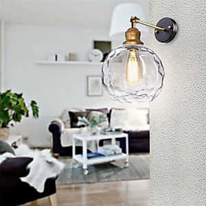 Skelang Hammered Glass Shade, Globe Lampshade with 1-5/8" Fitter Opening, Fixture Replacement Globes for Pendant Light, Lamp, Wall Sconce