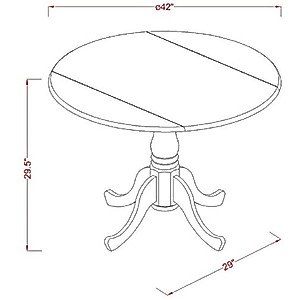 East West Furniture Dublin 5 Piece Modern Set Includes a Round Wooden Table with Dropleaf and 4 Dining Chairs, 42x42 Inch, Buttermilk & Cherry