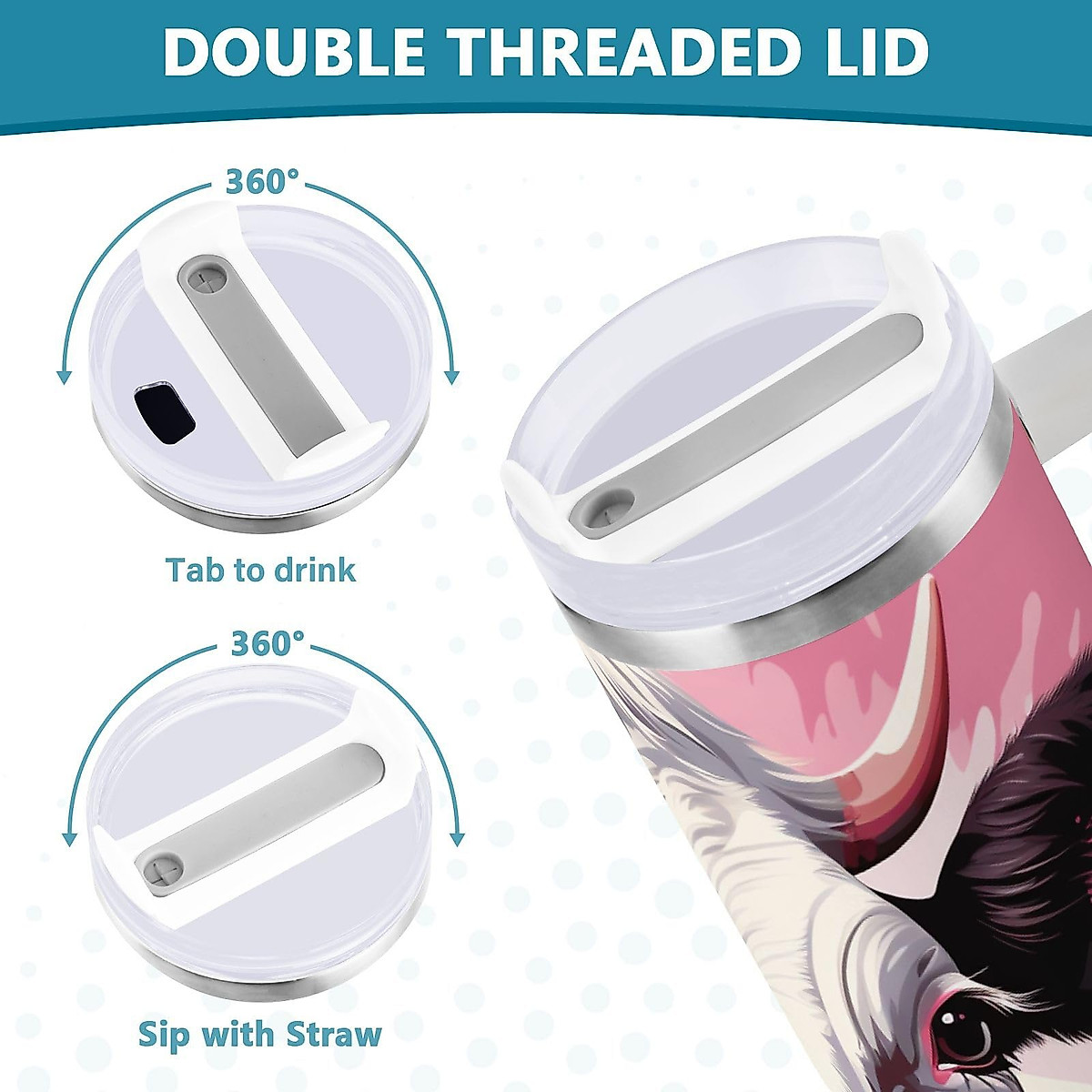 ARGTILDN 30 oz Tumbler Cow Flowers Abstract Insulated Travel Mug with Handle and Straw Lid Stainless Steel Vacuum Coffee Cup Tea Beverage Container Water Bottles for Car Sports office