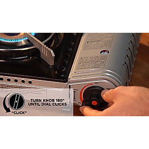 Chef Master 90235 Butane Countertop Stove 12,000 BTU, Professional Quality, Portable, with Carry Case, High Performance, Electronic Ignition, Brass Burner, Double Wind Guard, 1 Burner