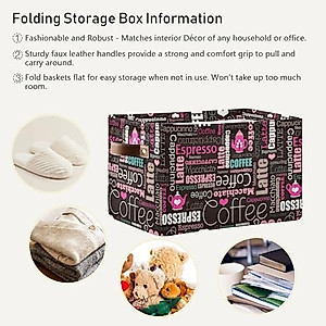 Emelivor Coffee Storage Basket Bins Foldable Toy Baskets Organization with Handles Laundry Hamper for Bedroom Office Clothes Pet Nursery Living Room,1 pcs