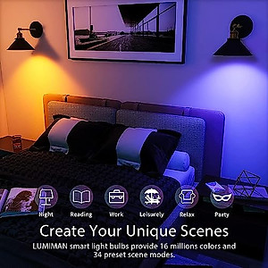 Smart Light Bulbs,Wi-Fi Led Bulbs RGBCW, LCompatible with Alexa and Google Assistant,6 Pack 7.5W 800LM, Color Changing Light Bulb, No Hub Required(2.4Ghz Only)