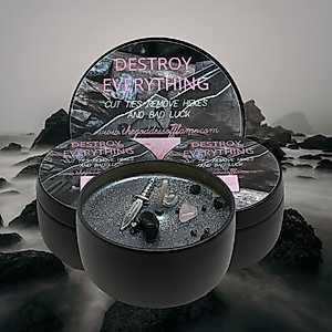 Destroy Everything Spiritual Candle to Cut Ties, Remove hexes and Bad luck | Energy cleansing | Soy Candles Non Toxic | Sage Candle | Cleanse Your Home & Calm and Relax (Small 4oz)