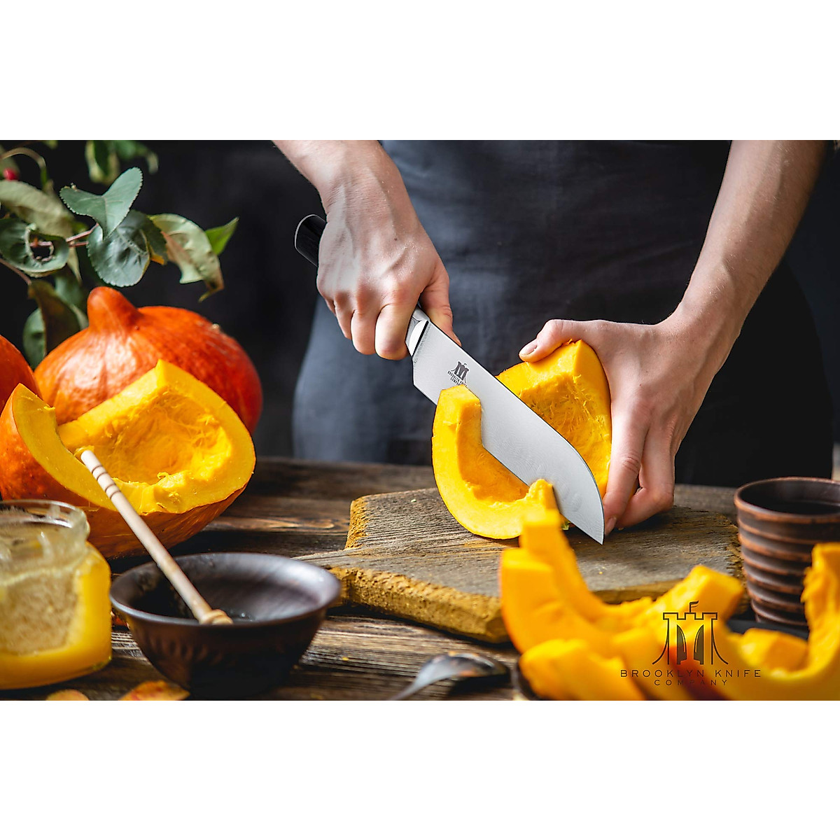 Brooklyn Knife Co. Santoku Knife - Japanese Seigaiha Series - Etched High Carbon Steel 7-Inch