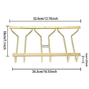 Dianoo 18cm Gold Wine Glass Rack, Wine Glass Holder Under Cabinet, Wine Glass Organizer, Hanging Stemware Holder For Bar Kitchen, 3 Rows