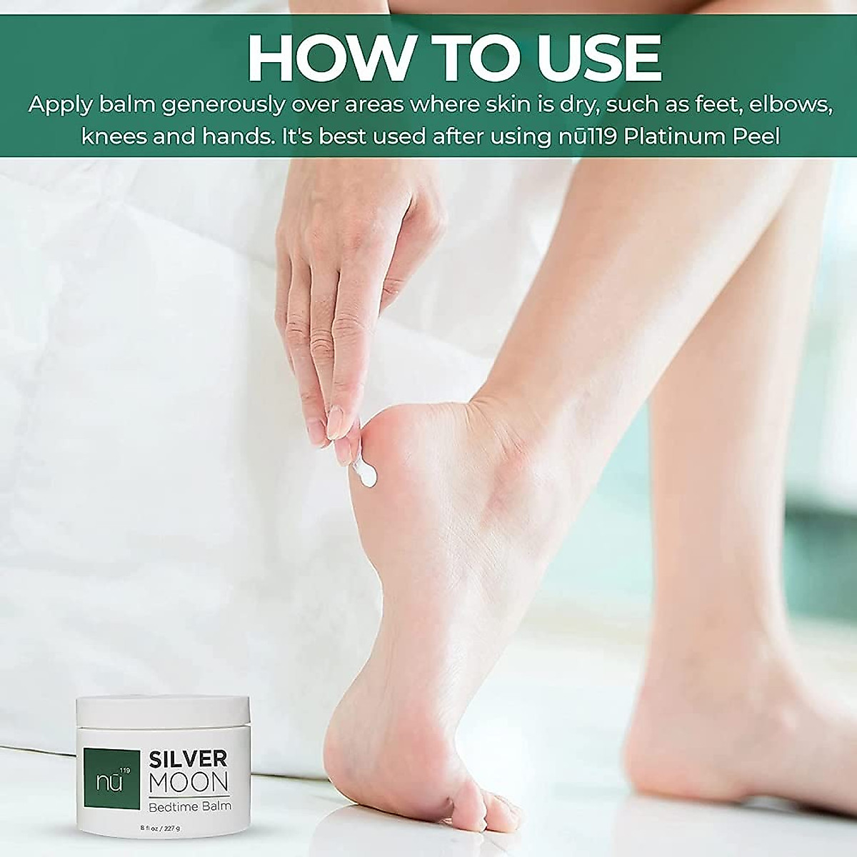 nu119 How to Heal Cracked Feet Overnight Silver Moon Bedtime Balm | Natural Cream Moisturizer Treatment for Dry Skin on Heels & Hands for Men & Women | Fix & Repair Foot Skin & Soften Calluses