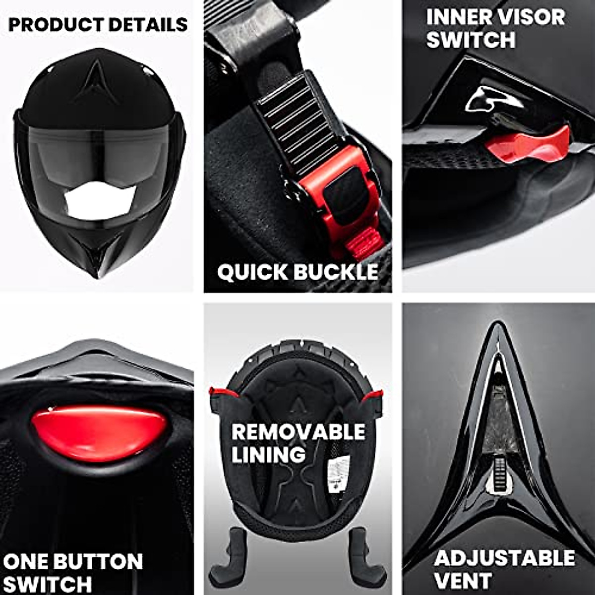 ILM Motorcycle Helmets Modular Dual Visor Flip-up Full Face Street Racing Helmet DOT 5 Colors Model 808 (S, Matte Black)