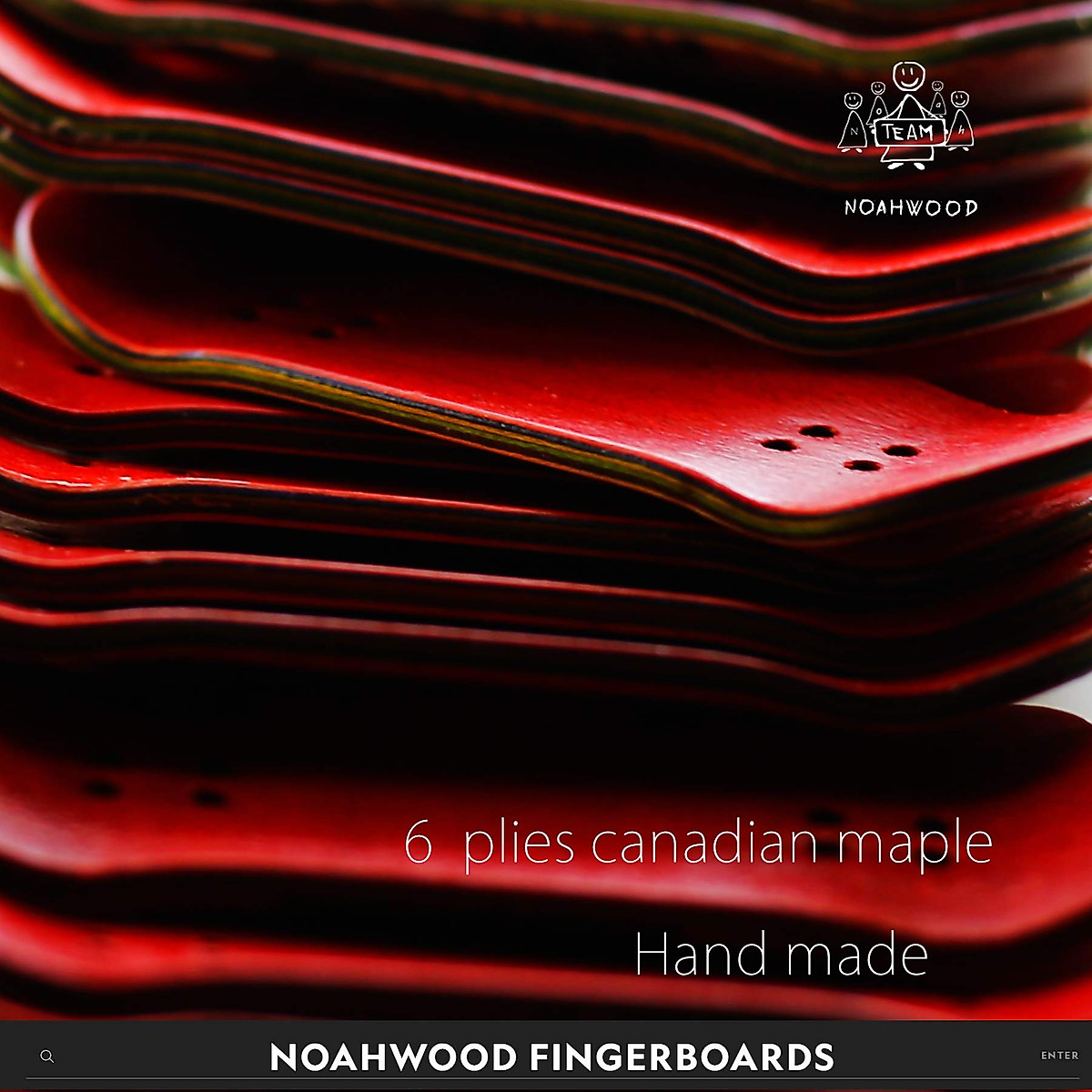 NOAHWOOD Wooden PRO Fingerboards NW8.0 360flip King of Finger (Red Maple, 100x34mm Deck)