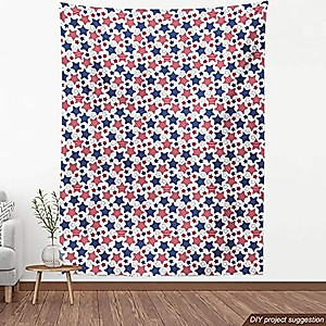 Ambesonne 4th of July Fabric by The Yard Grunge Celebration of Independence Day United States of America Decorative Fabric for Water Resistant for Outdoor Furnishing Indoor Projects 1 Yard Blue White