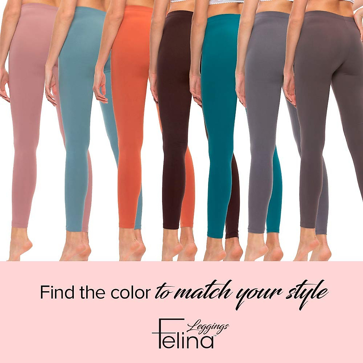 Felina | Velvety Soft Lightweight Style 2801 Leggings | Moisture Wicking | Yoga | 6 Pack (Small, Black)