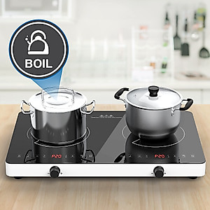 VBGK Double Induction Cooktop,4000W 110V Induction stove top Knob Control, Portable Iduction Cooktop with 9 Power Levels, Child Safety Lock & Timer 2 burner Induction cooktop