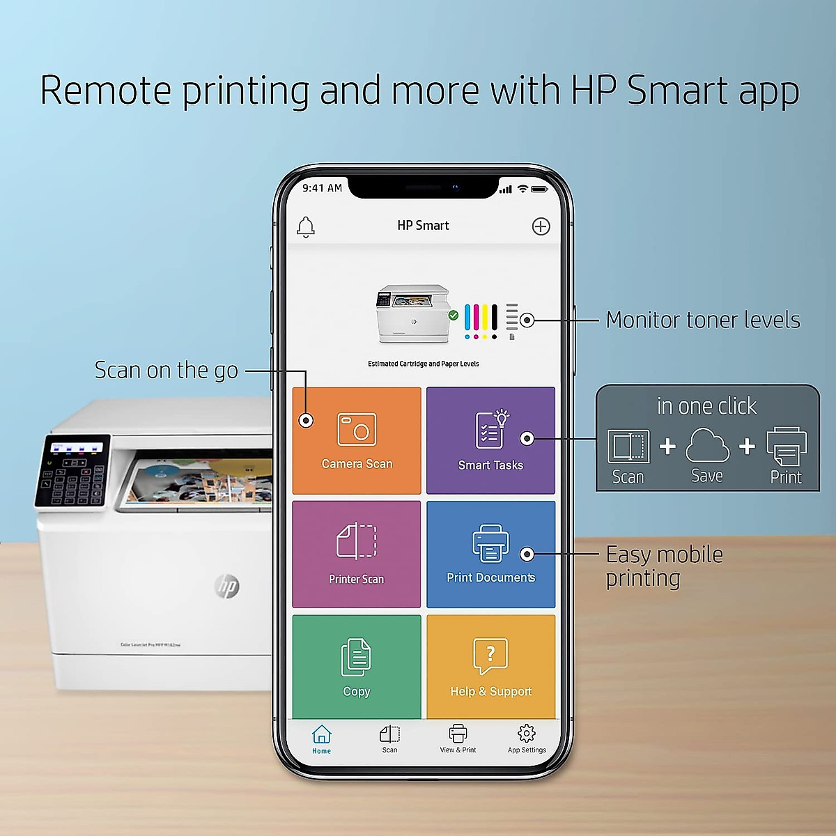 HP Color LaserJet Pro M182nw Wireless All-in-One Laser Printer, Remote Mobile Print, Scan & Copy, Works with Alexa (7KW55A)