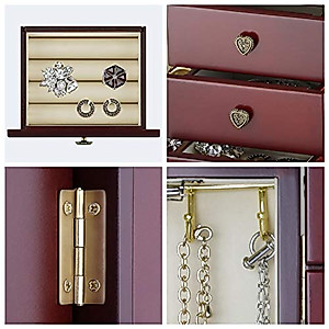 RR ROUND RICH DESIGN Jewelry Box - Made of Solid Wood with Cabinet Type 4 Drawers Organizer and 2 Doors on Sides - Dark Brown