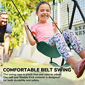 Hapfan 500lb Heavy Duty Swing Set for Backyard with Saucer Swing, 2 Belt Swings