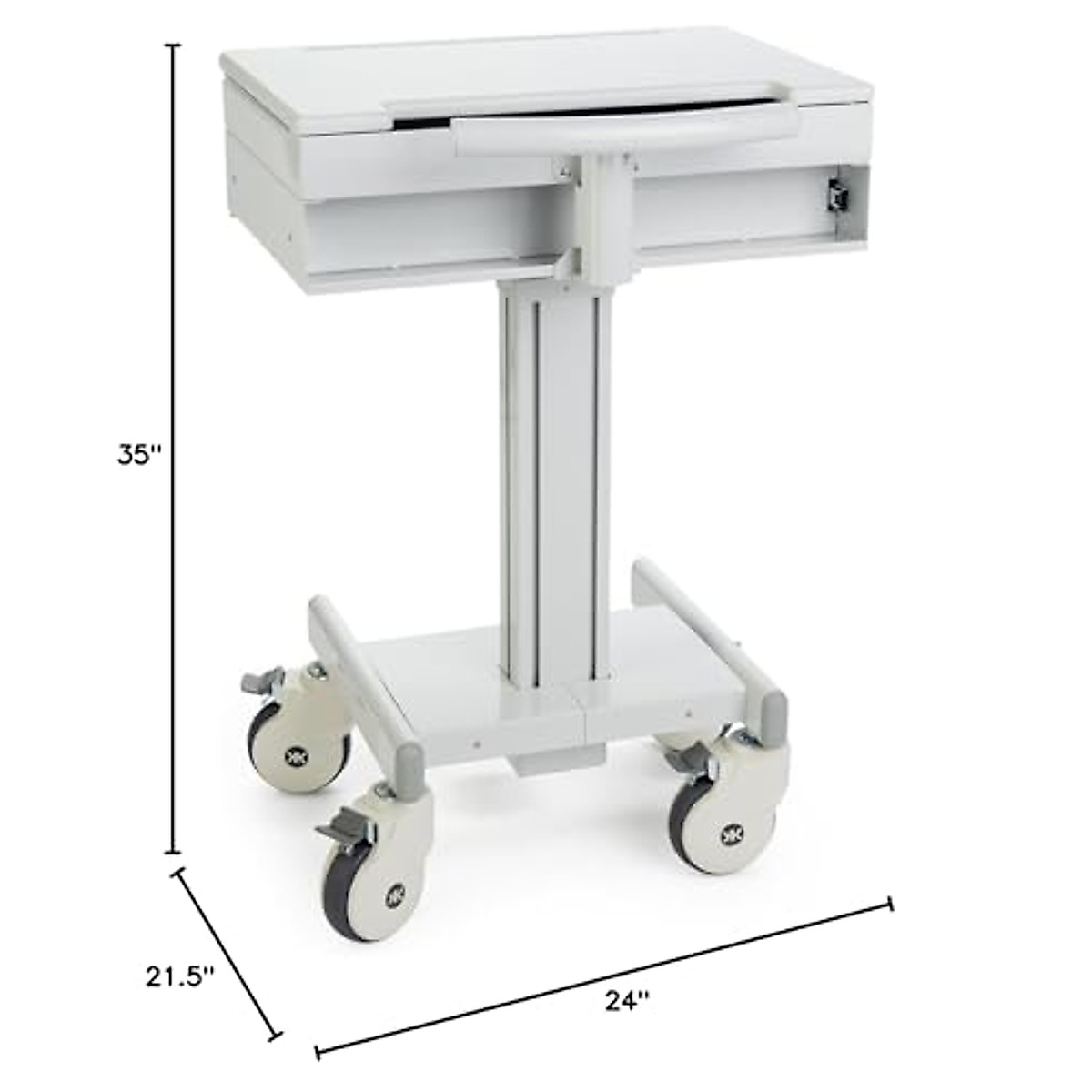 Displays2go Mobile Computer Carts, Locking Drawer, Height Adjustable, Steel, Plastic & MDF Construction – Gray (DWMDCOM)
