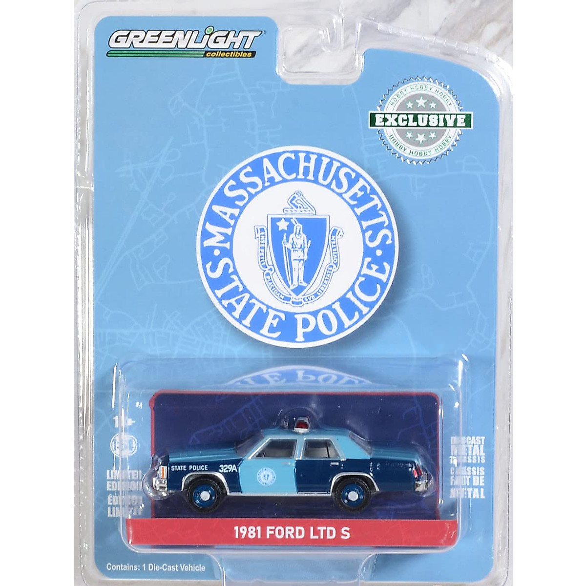 Greenlight 1:64 1981 Ford LTD S - Massachusetts State Police - 1982 Sam Melville/Jonathan Jackson Unit Shootout, North Attleboro, Massachusetts (Hobby Exclusive) 30289 [Shipping from Canada]