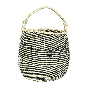 Bloomingville 21.25" H Handwoven Seagrass Handle Basket, Black