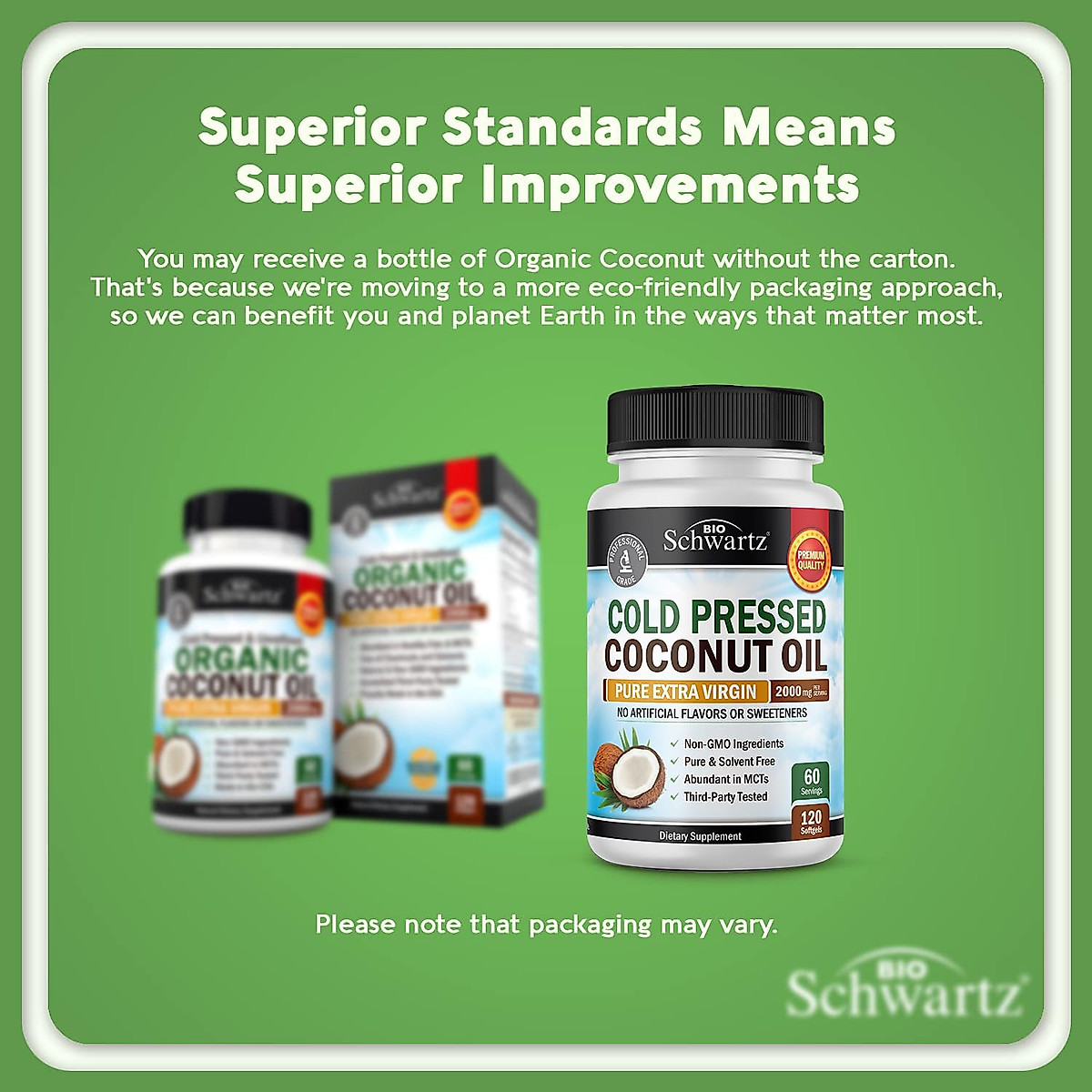 Coconut Oil Capsules 2000mg - Organic Pure Extra Virgin Unrefined Cold Pressed MCT Rich & Non-GMO for Healthy Skin Nails Hair Growth Support Bloating Anti Aging Digestion - 120ct (2 Month Supply)