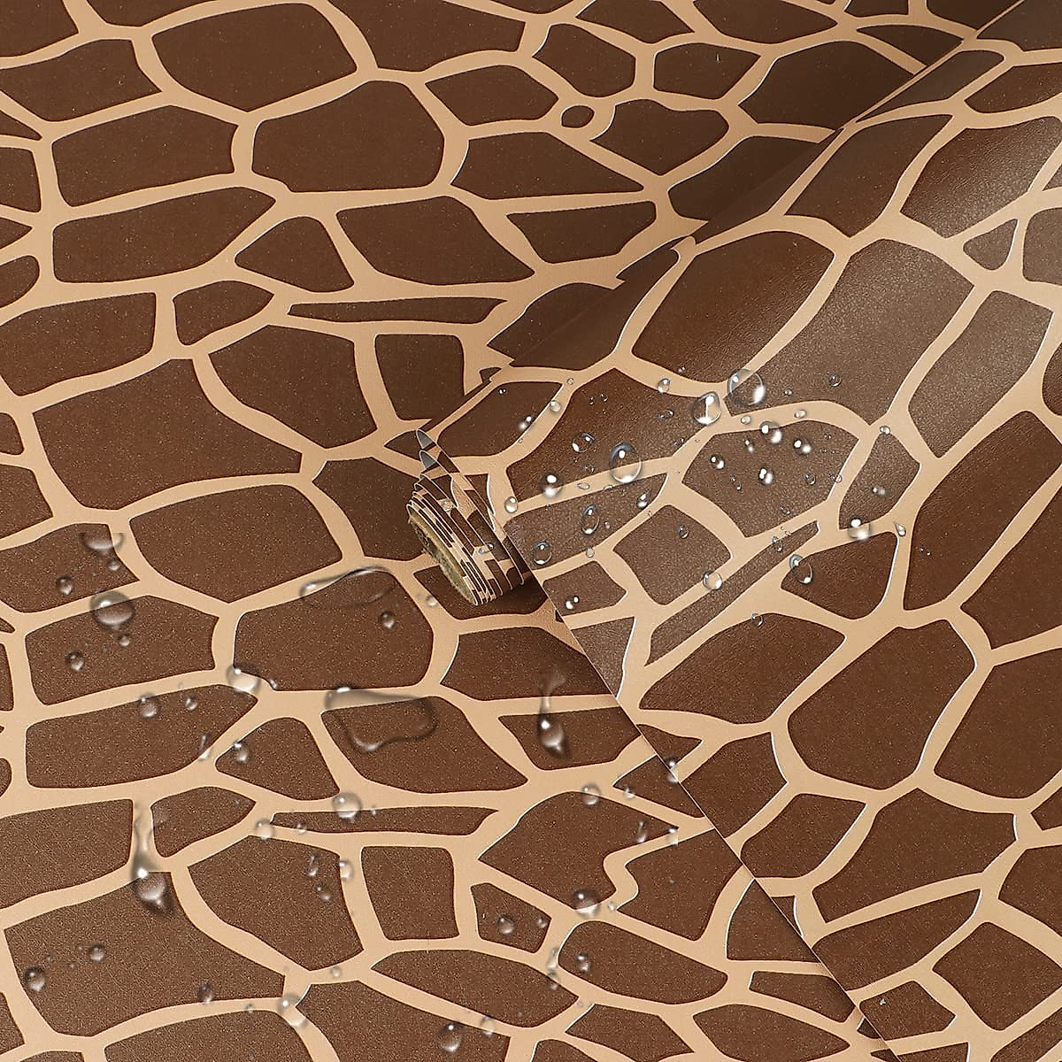 17.7" x 117" Brown Geometric Contact Paper Peel and Stick Geometric Wallpaper Decorative Self Adhesive Vinyl Wrap Contact Paper for Cabinets Countertops Furniture Shelves Drawer Liner